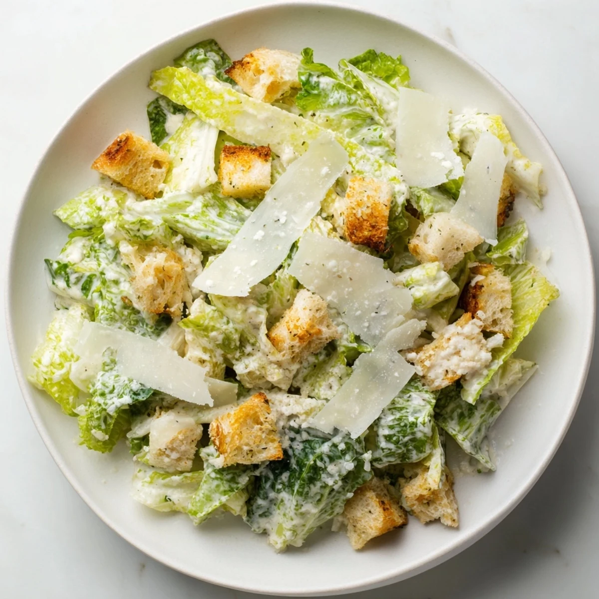 Classic Caesar Salad with Tangy Dressing and Golden Croutons
