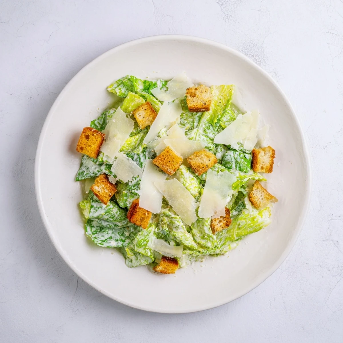 Classic Caesar Salad with Tangy Dressing and Golden Croutons